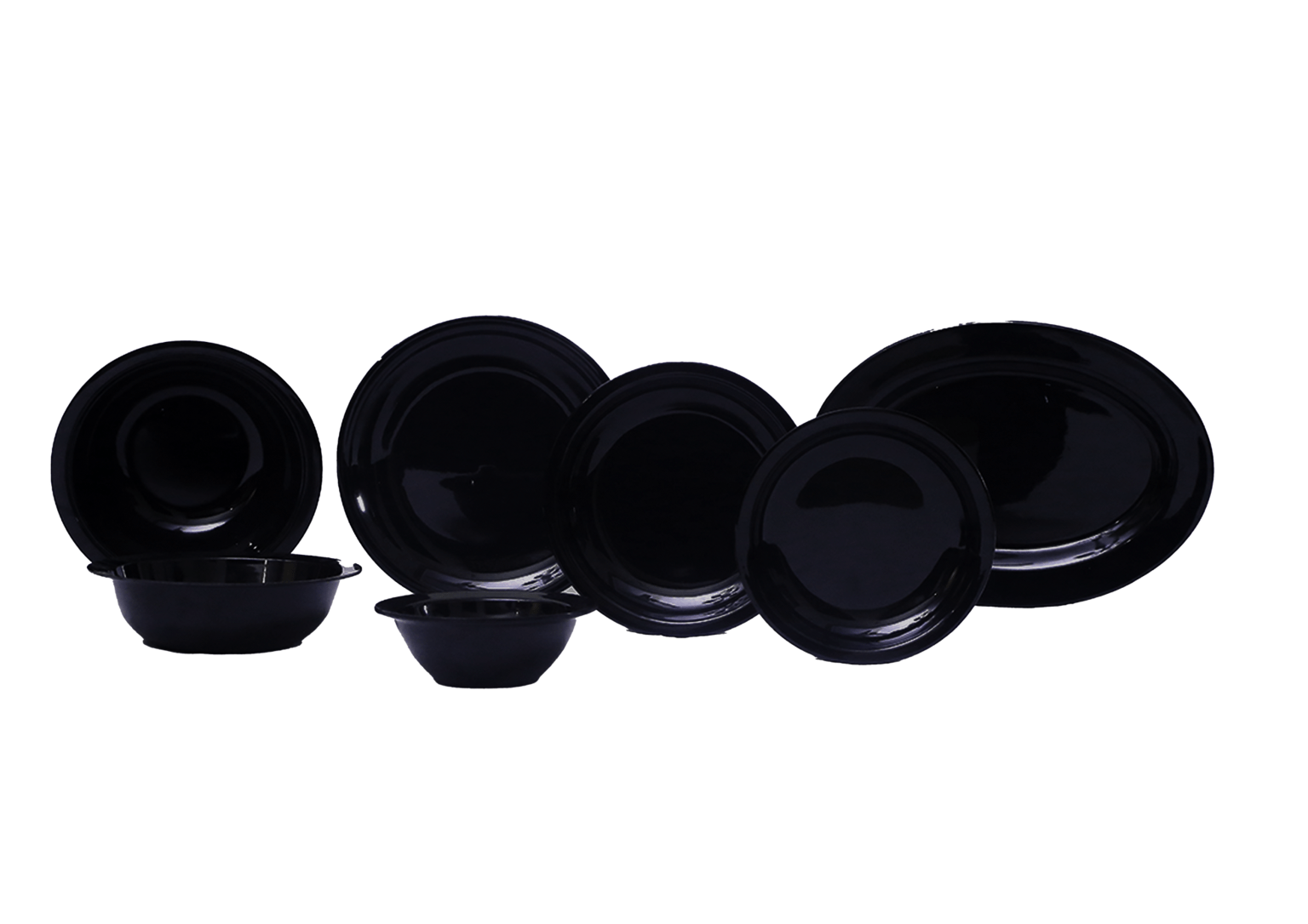 30 PCS 6 PERSON DINNER SET BLACK MELAMINE - Patex